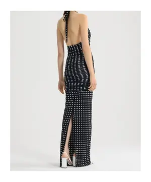 PATOU Halterneck Polka Dot Maxi Dress