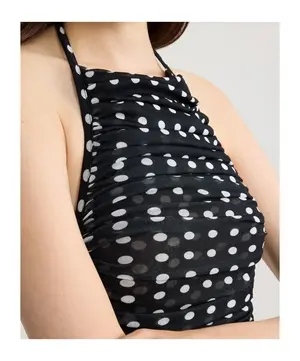 PATOU Halterneck Polka Dot Maxi Dress