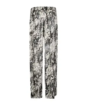 PT TORINO Floral-print Wide-leg Trousers - Black