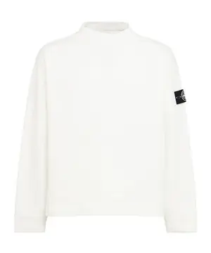 Stone Island High Neck Fleece Sweatshirt With Logo Patch