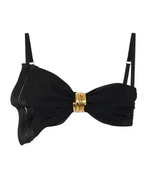 Elisabetta Franchi Asymmetrical Pattern Satin Bra - Black