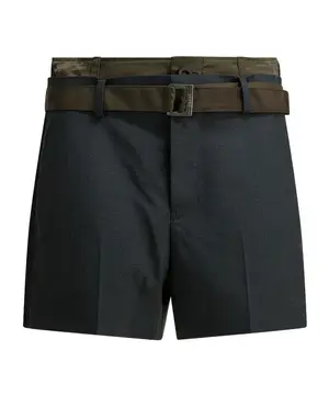 Sacai Buckled Belted Shorts - Grey