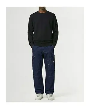 Stone Island Cotton Sweatshirt With Sleeve Logo Patch - Black