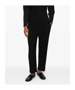 Issey Miyake Homme Plissé Pleated Straight Leg Trousers - Black