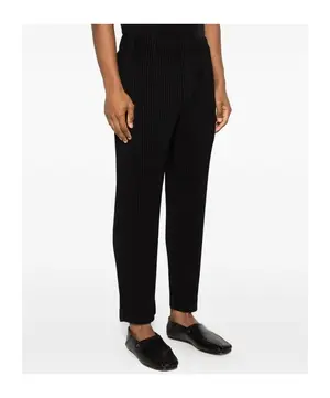 Issey Miyake Homme Plissé Pleated Straight Leg Trousers - Black