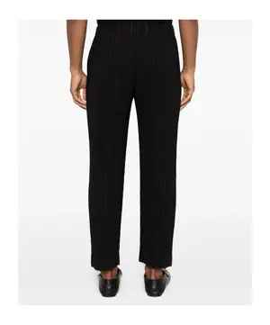 Issey Miyake Homme Plissé Pleated Straight Leg Trousers - Black