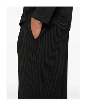 Issey Miyake Homme Plissé Pleated Straight Leg Trousers - Black