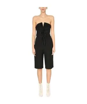 Philosophy Di Lorenzo Serafini Bustier Jumpsuit With Fluffy Trim - Black