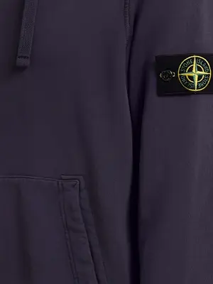 Stone Island Cotton Hoodie With Sleeve Logo Patch - Black
