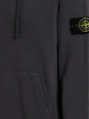 Stone Island Cotton Hoodie With Sleeve Logo Patch - Black
