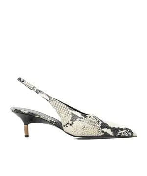 Khaite Slingback Kitten Heel Pumps With Embossed Details - Black