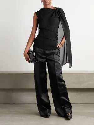 Proenza Schouler Asymmetrical Chiffon Shirt With Shawl Effect