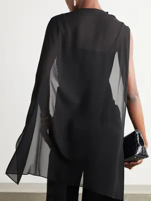 Proenza Schouler Asymmetrical Chiffon Shirt With Shawl Effect