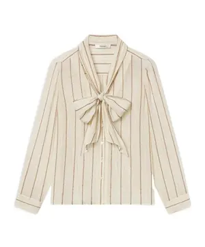 FRAME Striped Long-sleeved Shirt With Tie Detail