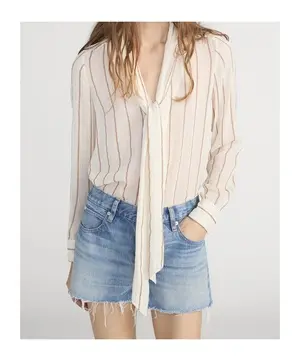 FRAME Striped Long-sleeved Shirt With Tie Detail