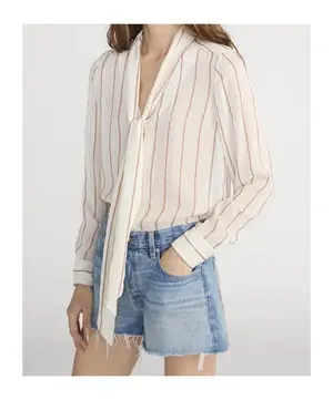 FRAME Striped Long-sleeved Shirt With Tie Detail