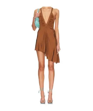 Christopher Esber Ruched V-neck Mini Dress