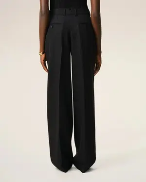 Ami Pleated Wide-leg Trousers - Black