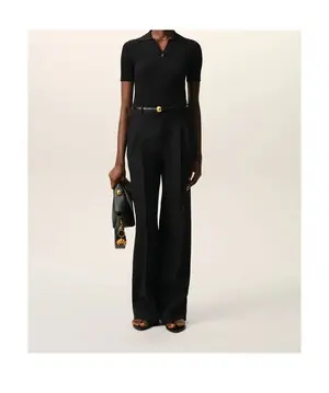 Ami Pleated Wide-leg Trousers - Black