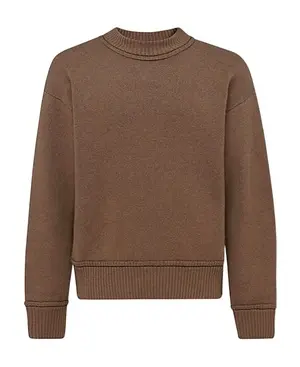 Sacai Crew Neck Logo Plaque Jumper - Brown