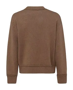 Sacai Crew Neck Logo Plaque Jumper - Brown