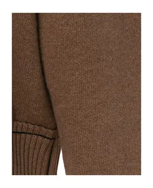 Sacai Crew Neck Logo Plaque Jumper - Brown