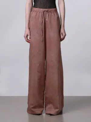 ROBERTO COLLINA Wide Leg Trousers With Drawstring Waist - Brown