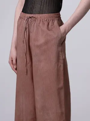 ROBERTO COLLINA Wide Leg Trousers With Drawstring Waist - Brown