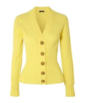 Balmain V-neck Button-down Cardigan - Yellow