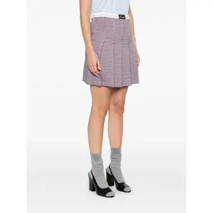 Marni Check Pattern Pleated Skirt - Gray