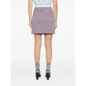 Marni Check Pattern Pleated Skirt - Gray