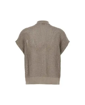 Brunello Cucinelli Zip-neck Open-knit Top