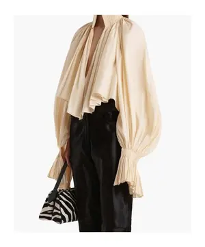 Khaite Durer Smocked Puff-sleeve Top - Cream