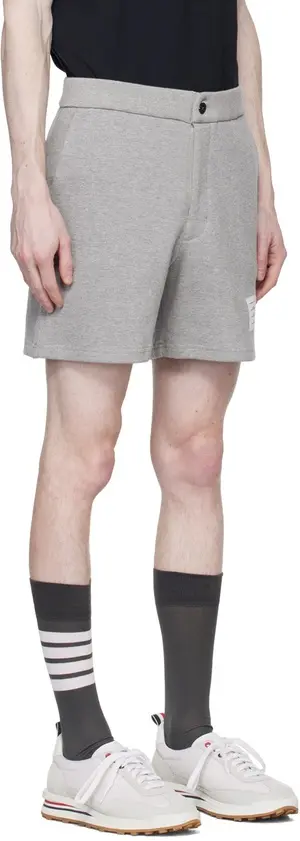 Thom Browne Cotton Jersey Lounge Shorts With Signature Stripes - Gray