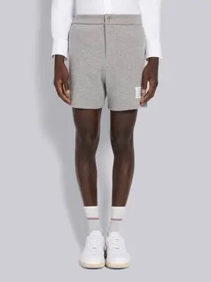 Thom Browne Cotton Jersey Lounge Shorts With Signature Stripes - Gray