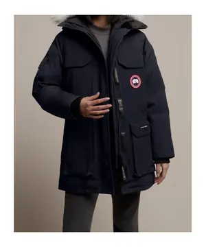 Canada Goose Expedition Parka Down Jacket With Fur Collar - Dark Blue