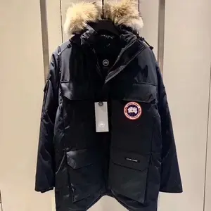 Canada Goose Expedition Parka Down Jacket With Fur Collar - Dark Blue