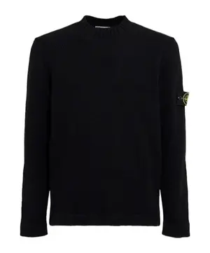 Stone Island Wool Blend Crewneck Sweater - Black