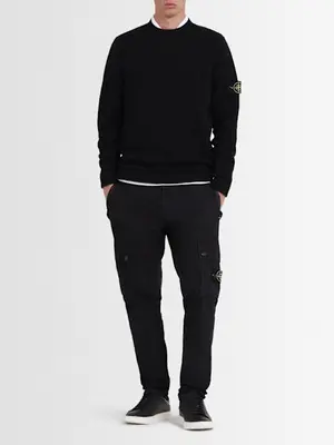 Stone Island Wool Blend Crewneck Sweater - Black