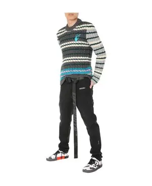 Off-White Horizontal Stripe Ribbed Jumper
