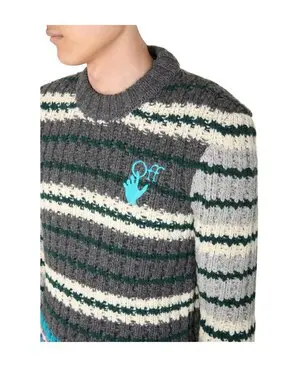Off-White Horizontal Stripe Ribbed Jumper