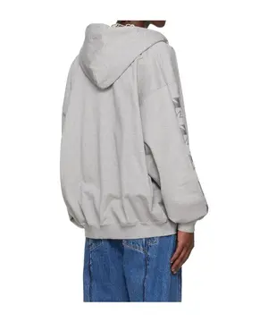 Vetements Logo Zip-up Hoodie - Grey