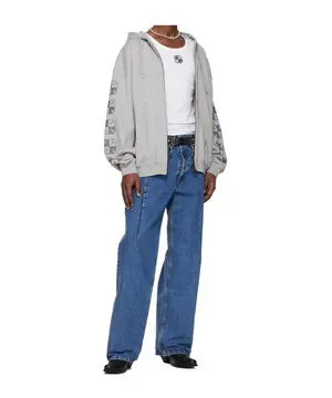 Vetements Logo Zip-up Hoodie - Grey