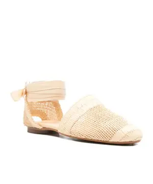 CastaÑer Round-toed Raffia Espadrille Sandals - Nude