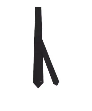 Gucci Horsebit Silk Jacquard Neck Tie - Black
