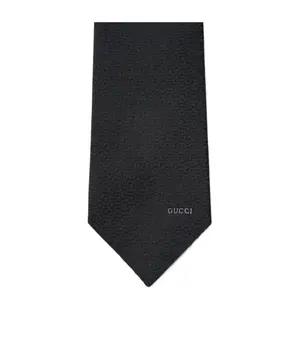 Gucci Horsebit Jacquard Neck Tie - Black
