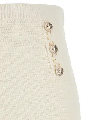 TWINSET Crochet Detailed Knitted High Waist Pants - White