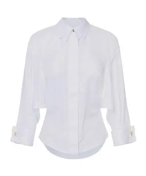 Elisabetta Franchi Jacquard Cotton Shirt With Cufflinks - White
