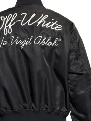 Off-White Embroidered Zip-up Bomber Jacket