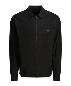 Prada Triangle-logo Zipped Shirt - Black